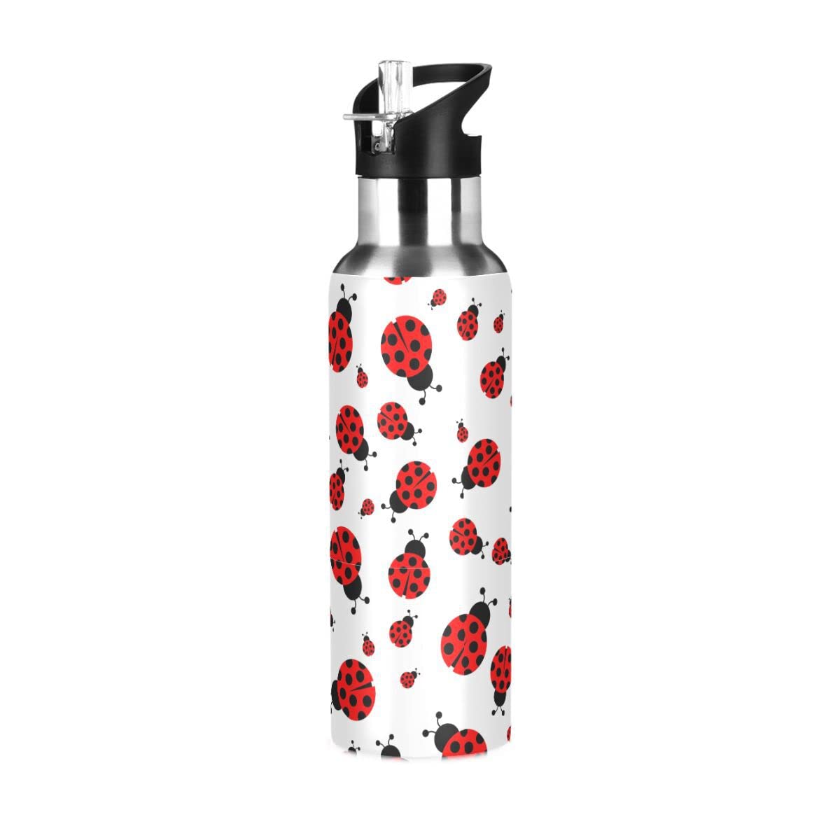 xigua Ladybug Water Bottle Double Walled Stainless Steel Leak Proof Thermo Flask for Sports Gym Cycling Outdoor,33 oz.