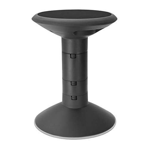 Storex Wiggle Stool – Active Flexible Seating for Classroom and Home Study, Adjustable 12-18 Inch Height, Black (00300A01C)