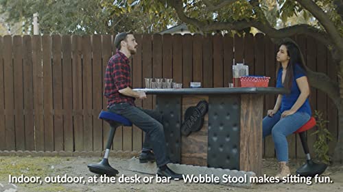 WOBBLE STOOL Standing Desk Chair ergonomic tall adjustable height sit stand-up office balance drafting bar swiveling leaning perch perching high swivels 360 computer adults kids active sitting black