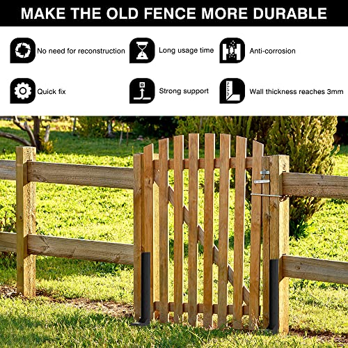 HNEDSEN Heavy Duty Steel Fence Post Repair Stake, Fence Post Anchor Ground Spike Metal for Repair Tilted, Broken Wood Fence Post