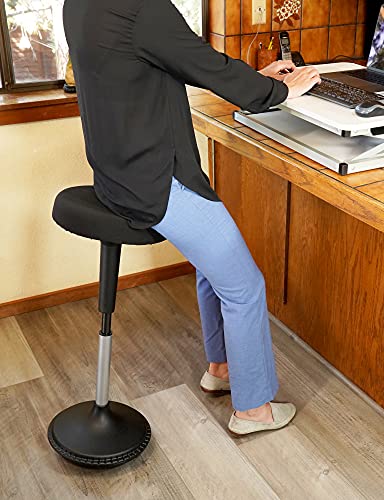 WOBBLE STOOL Standing Desk Chair ergonomic tall adjustable height sit stand-up office balance drafting bar swiveling leaning perch perching high swivels 360 computer adults kids active sitting black