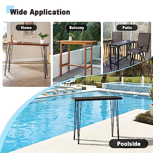VICLLAX Metal Bar Height Table, Patio Long Bar Table, Narrow Counter Height Table, Metal Table Bar Height for Hot Tub, Garden, Yard, Balcony, Poolside