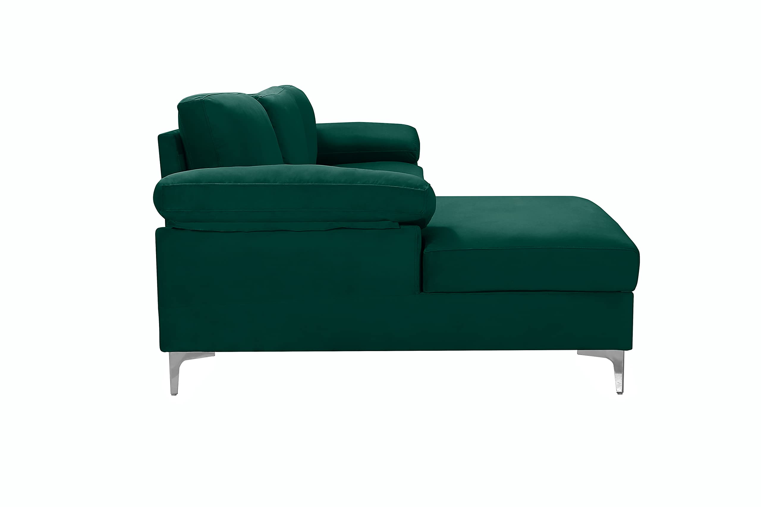 LCH Sectional Couch Living Room,Modern Futon Chaise L-Shape with Arm-Pillows & Metal Legs,Left Hand Facing,Up to 3-Seat Capacity Sleeper Sofa (Velvet Green)