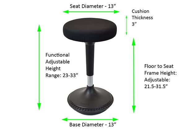 WOBBLE STOOL Standing Desk Chair ergonomic tall adjustable height sit stand-up office balance drafting bar swiveling leaning perch perching high swivels 360 computer adults kids active sitting black