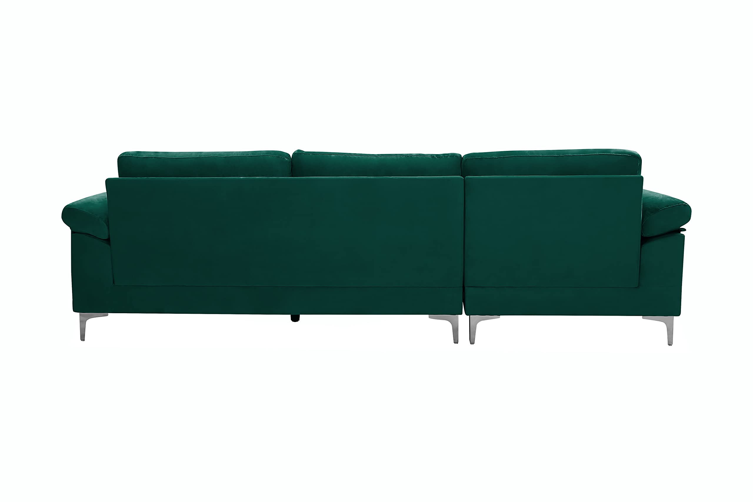 LCH Sectional Couch Living Room,Modern Futon Chaise L-Shape with Arm-Pillows & Metal Legs,Left Hand Facing,Up to 3-Seat Capacity Sleeper Sofa (Velvet Green)