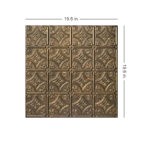A La Maison Ceilings R125 Emma's Flowers Glue-up Styrofoam Ceiling Tile (256 sq. ft./Case), Pack of 96, Rusted Steel