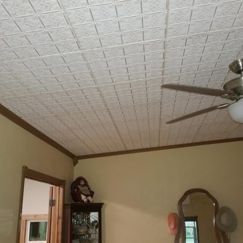 A La Maison Ceilings R125 Emma's Flowers Glue-up Styrofoam Ceiling Tile (256 sq. ft./Case), Pack of 96, Rusted Steel