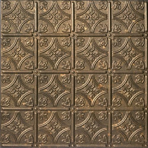 A La Maison Ceilings R125 Emma's Flowers Glue-up Styrofoam Ceiling Tile (256 sq. ft./Case), Pack of 96, Rusted Steel