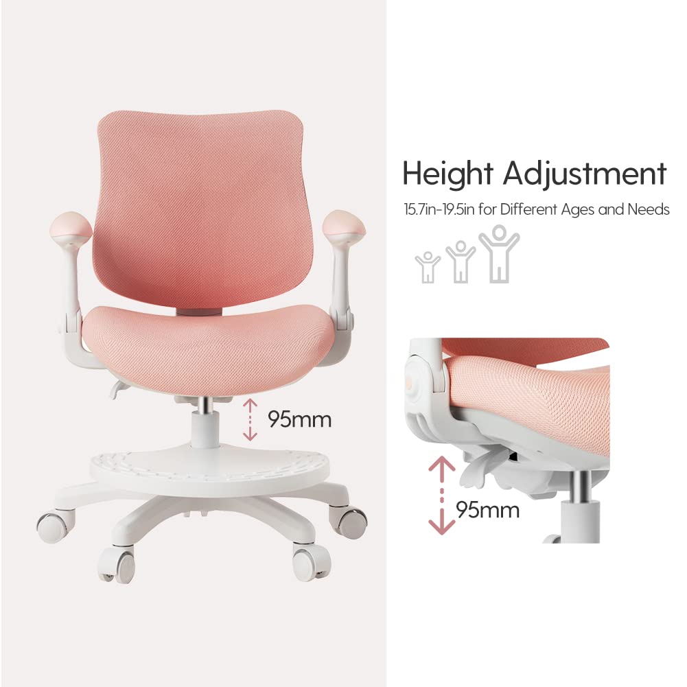 TIANFUSTAR Kids Desk Chair，Children Study Computer Chair with Adjustable Height,Swivel Mesh Task Student Chair for Teens Boys Girls Youth in Home Bedroom School