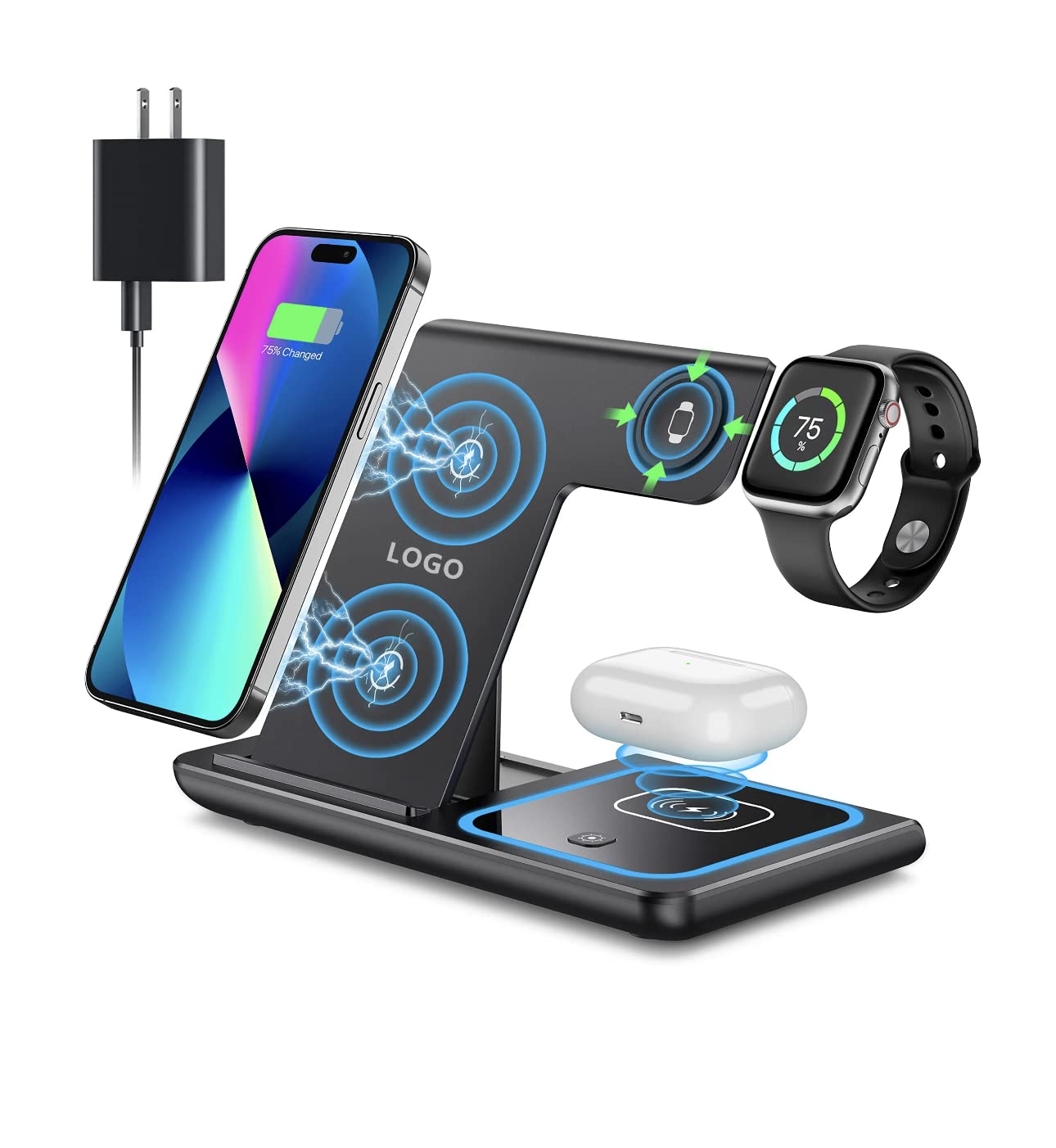 Wireless Charging Station, 3 in 1 Fast Charging Dock for iPhone 14/13/12/11/Pro/X/Max/XS/XR/8/Plus, Apple Watch7/6/5/4/3/2/SE, for Airpods 3/2/Pr0 Wireless Charging Station for Apple (Pink)