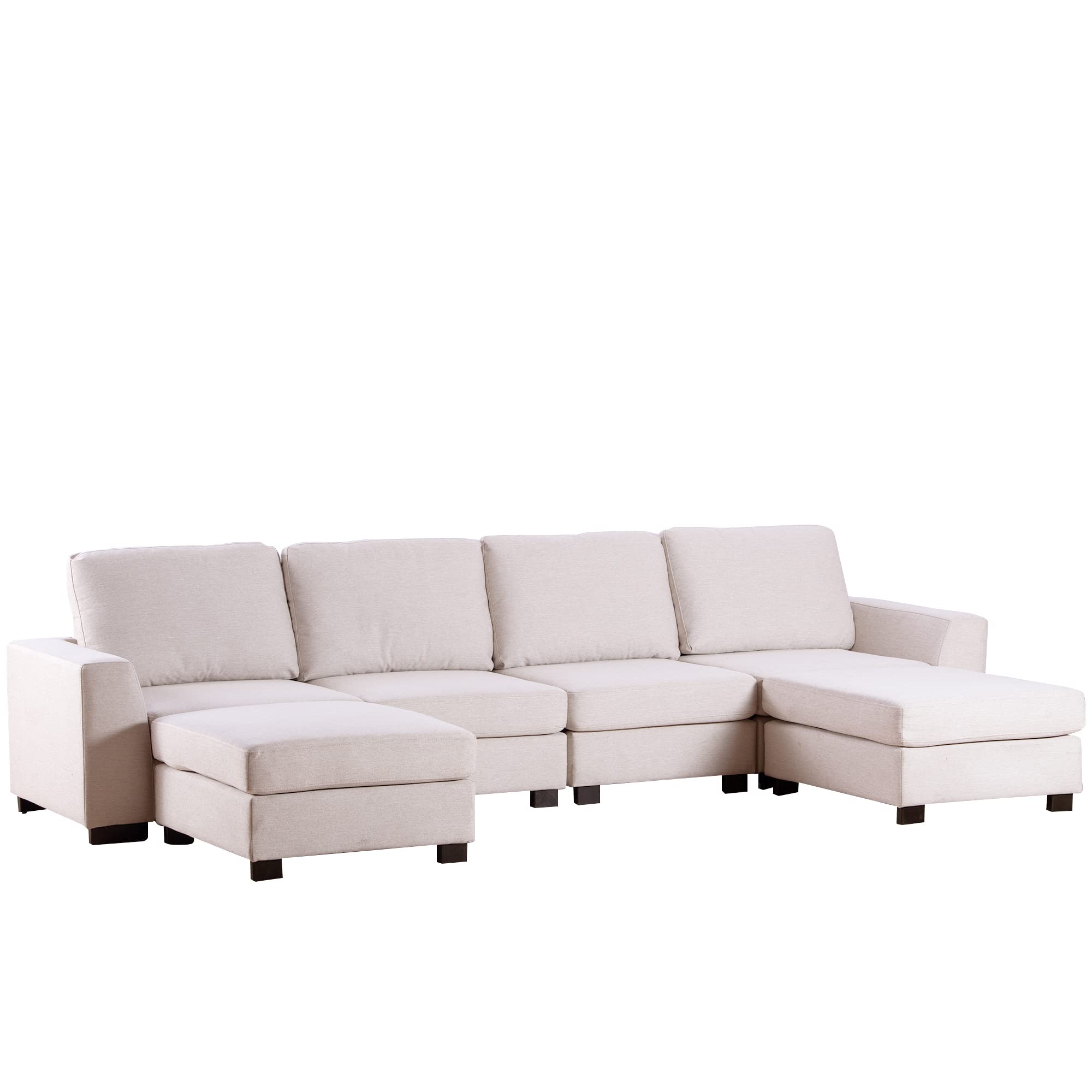 KLMM Modern 3 Pieces U Shaped Sectional Sofa,Chaise Lounge Couch with Removable Ottomans,for Apartment Living Room Furniture Sets (Beige@y)