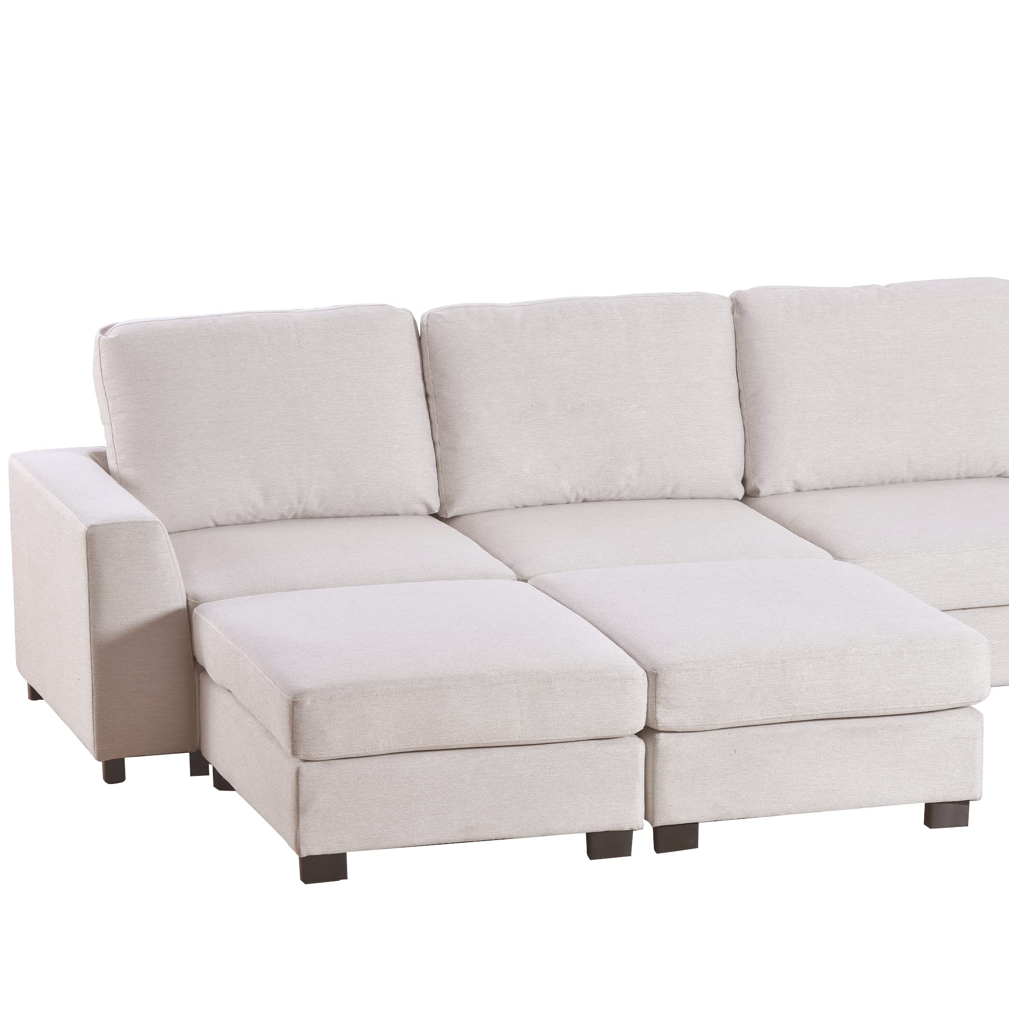 KLMM Modern 3 Pieces U Shaped Sectional Sofa,Chaise Lounge Couch with Removable Ottomans,for Apartment Living Room Furniture Sets (Beige@y)