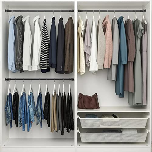 Closet Rod for Hanging Clothes,31 to 46 Inch Adjustable Heavy Duty Matte Black Tension Rod for Wardrobes, Laundry Room, Shoe Cabinets