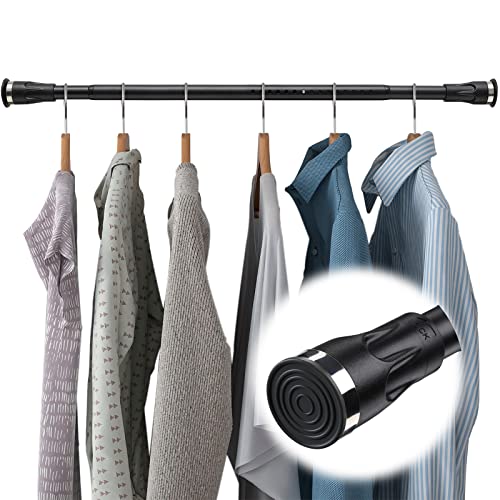 Closet Rod for Hanging Clothes,31 to 46 Inch Adjustable Heavy Duty Matte Black Tension Rod for Wardrobes, Laundry Room, Shoe Cabinets