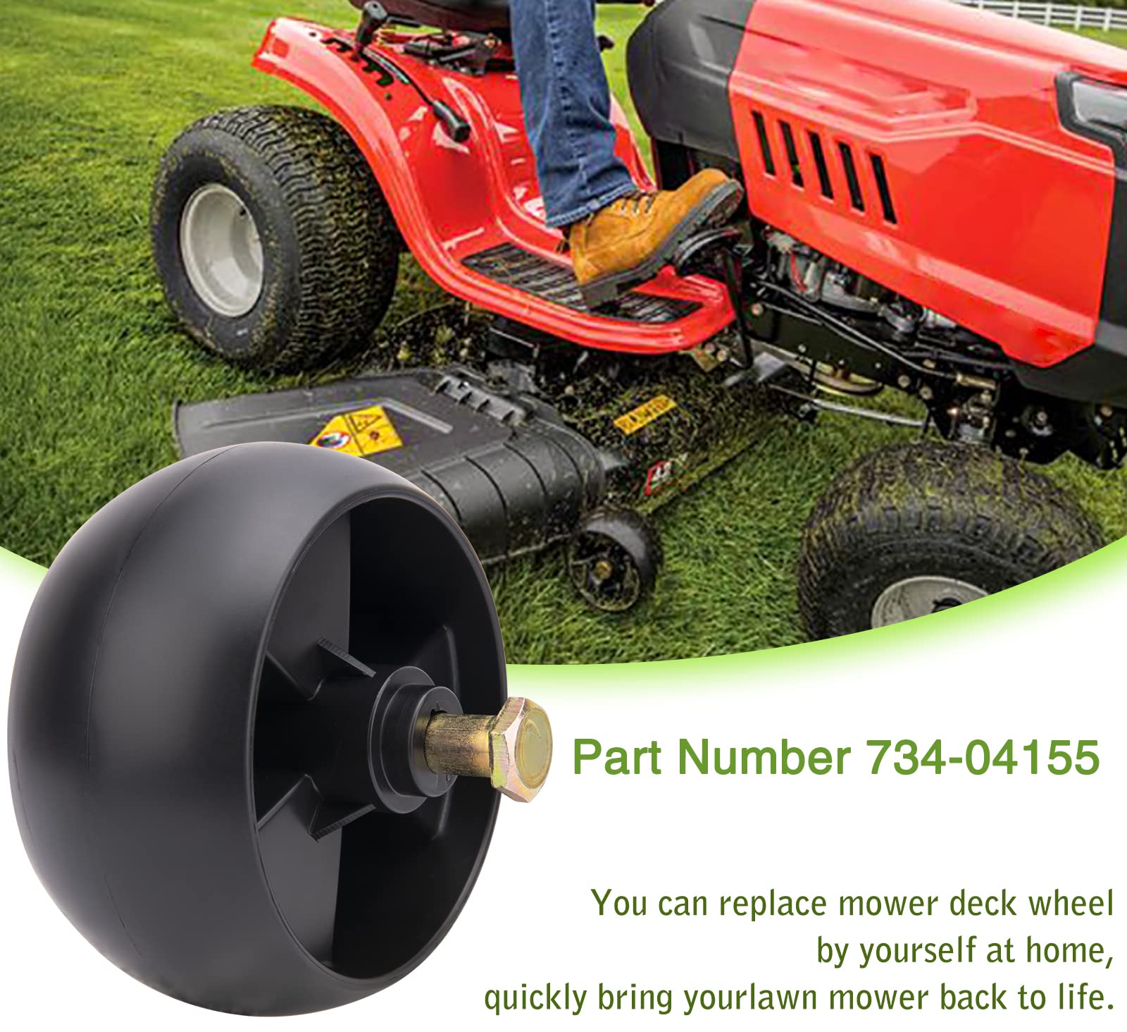 734-04155 Deck Wheel Compatible with MTD Cub Cadet 734-04155 Husqvarna 532174873 Toro 112-0677 Craftsman MTD AYP, 5 inch Lawn Mower Deck Wheels Fit for Most 42'' 46'' 48'' 50" 54" Decks (4 Packs)