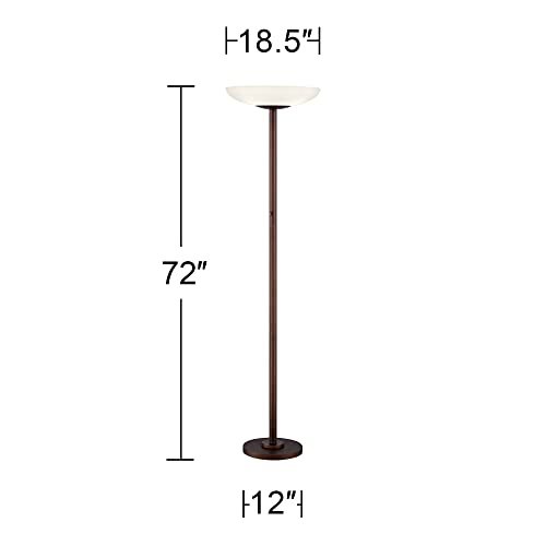 Possini Euro Design Meridian Light Blaster Modern Torchiere Floor Lamp 72" Tall Oiled Rubbed Bronze Frosted Glass Shade CFL Bulbs for Living Room Reading House Bedroom Home Office