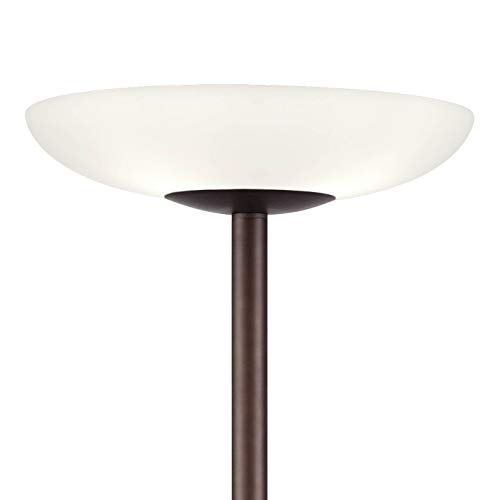 Possini Euro Design Meridian Light Blaster Modern Torchiere Floor Lamp 72" Tall Oiled Rubbed Bronze Frosted Glass Shade CFL Bulbs for Living Room Reading House Bedroom Home Office