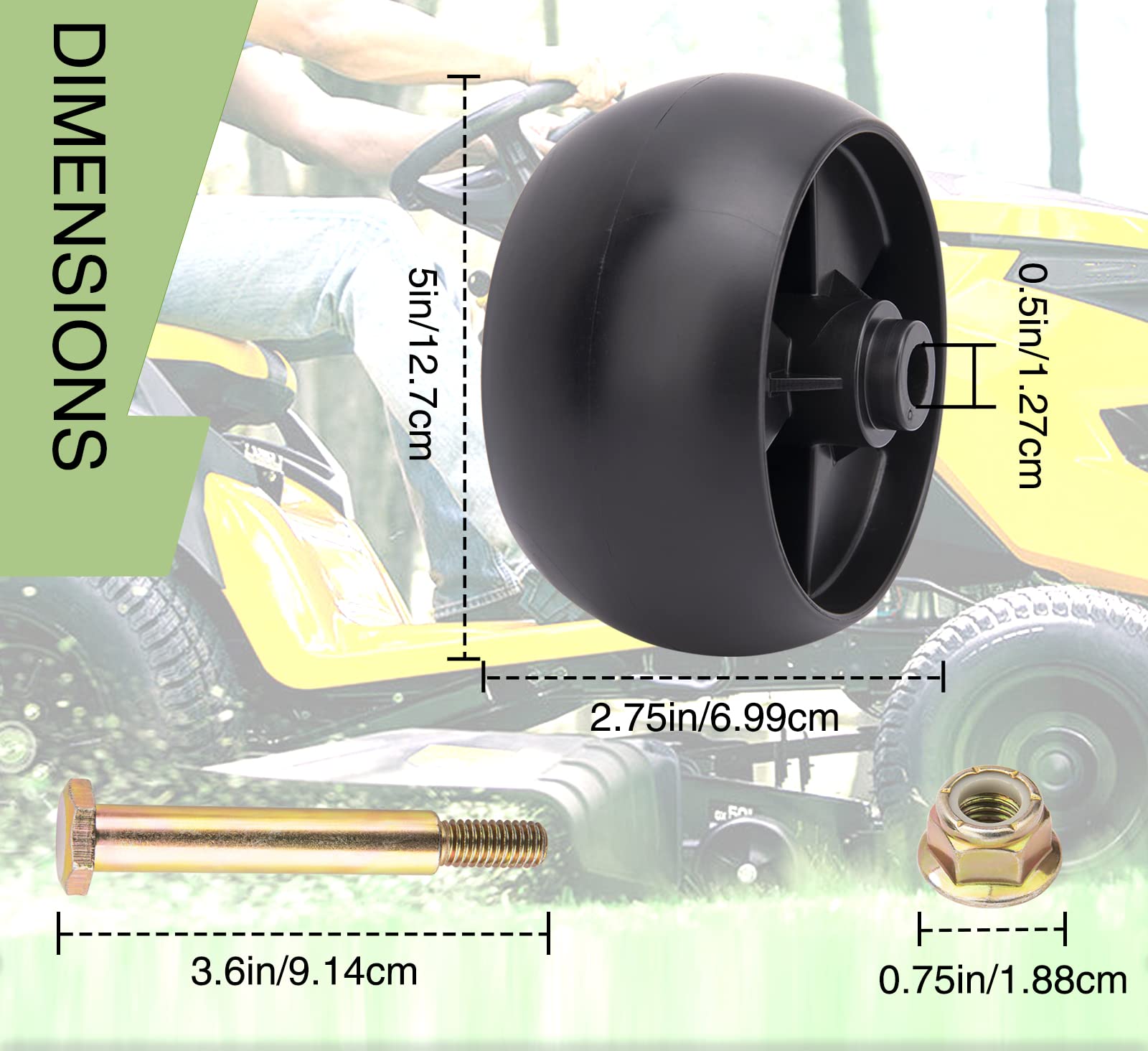 734-04155 Deck Wheel Compatible with MTD Cub Cadet 734-04155 Husqvarna 532174873 Toro 112-0677 Craftsman MTD AYP, 5 inch Lawn Mower Deck Wheels Fit for Most 42'' 46'' 48'' 50" 54" Decks (4 Packs)