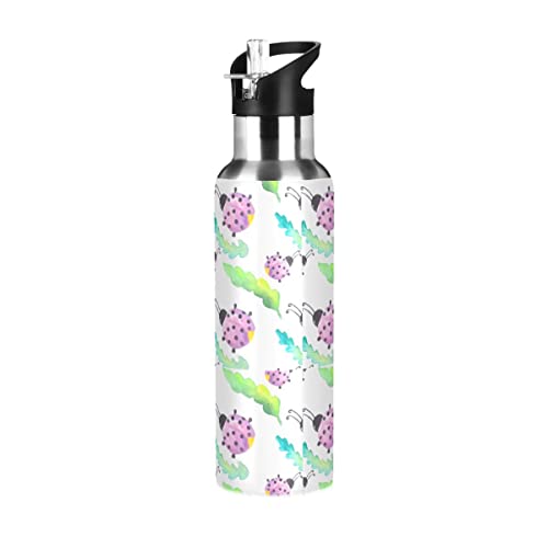 xigua Ladybug Water Bottle Double Walled Stainless Steel Leak Proof Thermo Flask for Sports Gym Cycling Outdoor,20 oz.