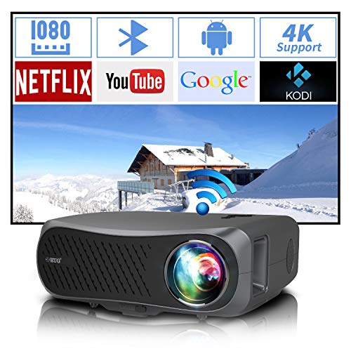 Full HD Wifi Bluetooth Projector 1080P Native Support 4K,10000 Lumen LED Smart Android Wireless Home Outdoor Business Projector 1920x1080 USB HDMI VGA AV Audio for Laptop PC TV DVD PS4 Smartphones Mac