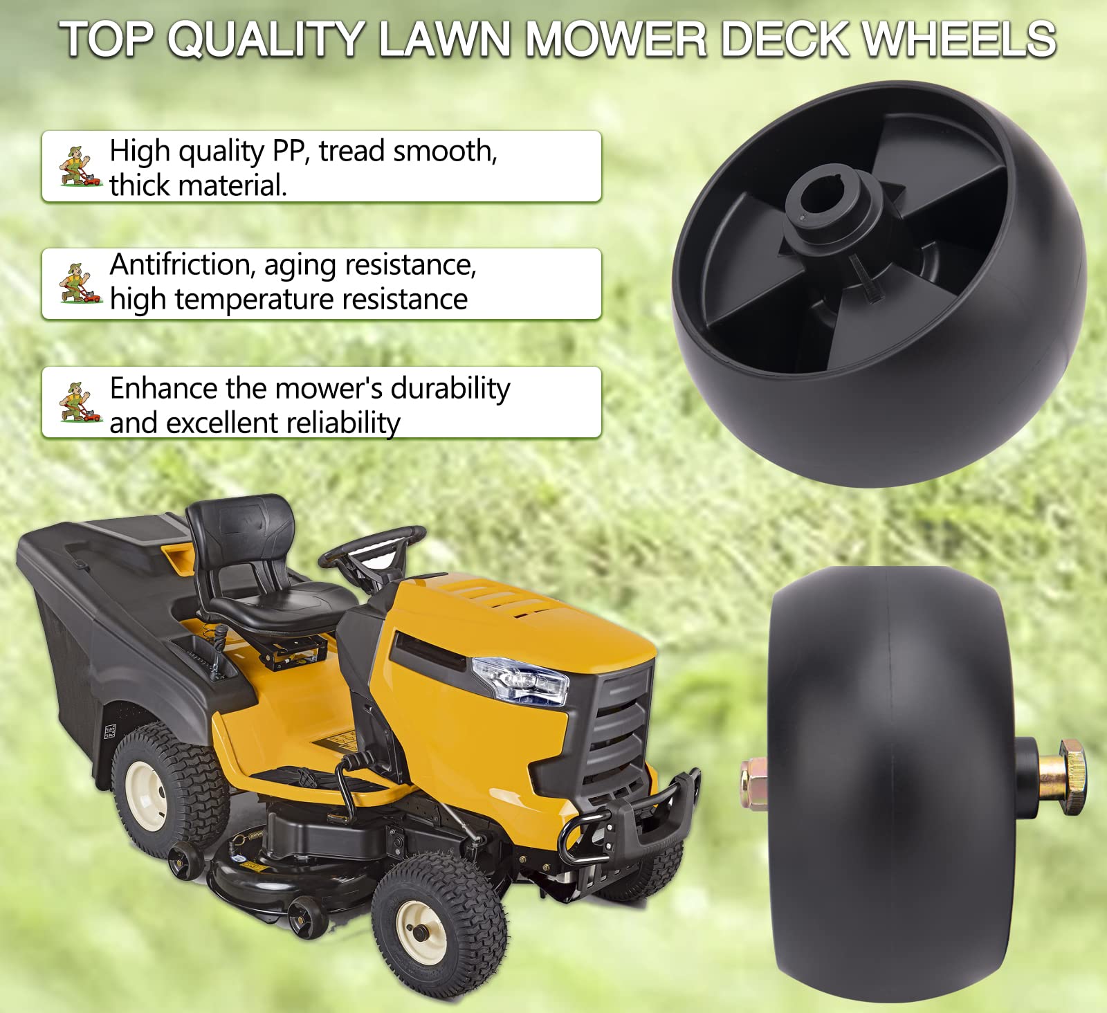 734-04155 Deck Wheel Compatible with MTD Cub Cadet 734-04155 Husqvarna 532174873 Toro 112-0677 Craftsman MTD AYP, 5 inch Lawn Mower Deck Wheels Fit for Most 42'' 46'' 48'' 50" 54" Decks (4 Packs)