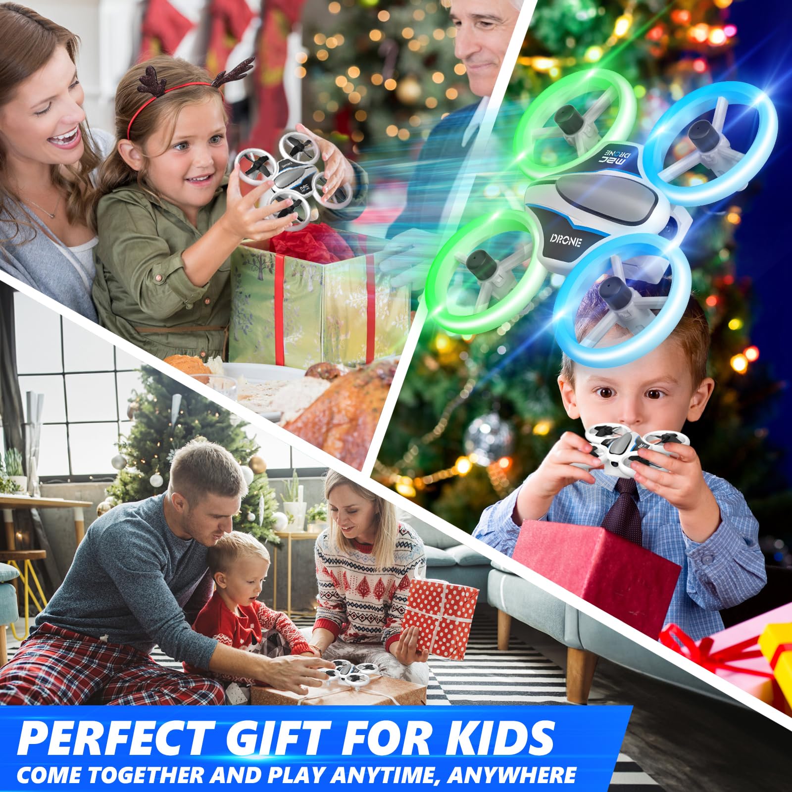 M2C Mini Drone for Kids and Beginners with Camera 1080P HD FPV RC Nano Quadcopter Indoor Small Helicopter Airplane with LED Light,Altitude Hold,Gesture Selfie and 3D Flips, 3 Batteries, Easy to Fly,Birthday and Xmas Gifts Toys for Boys and Girls (Blue)