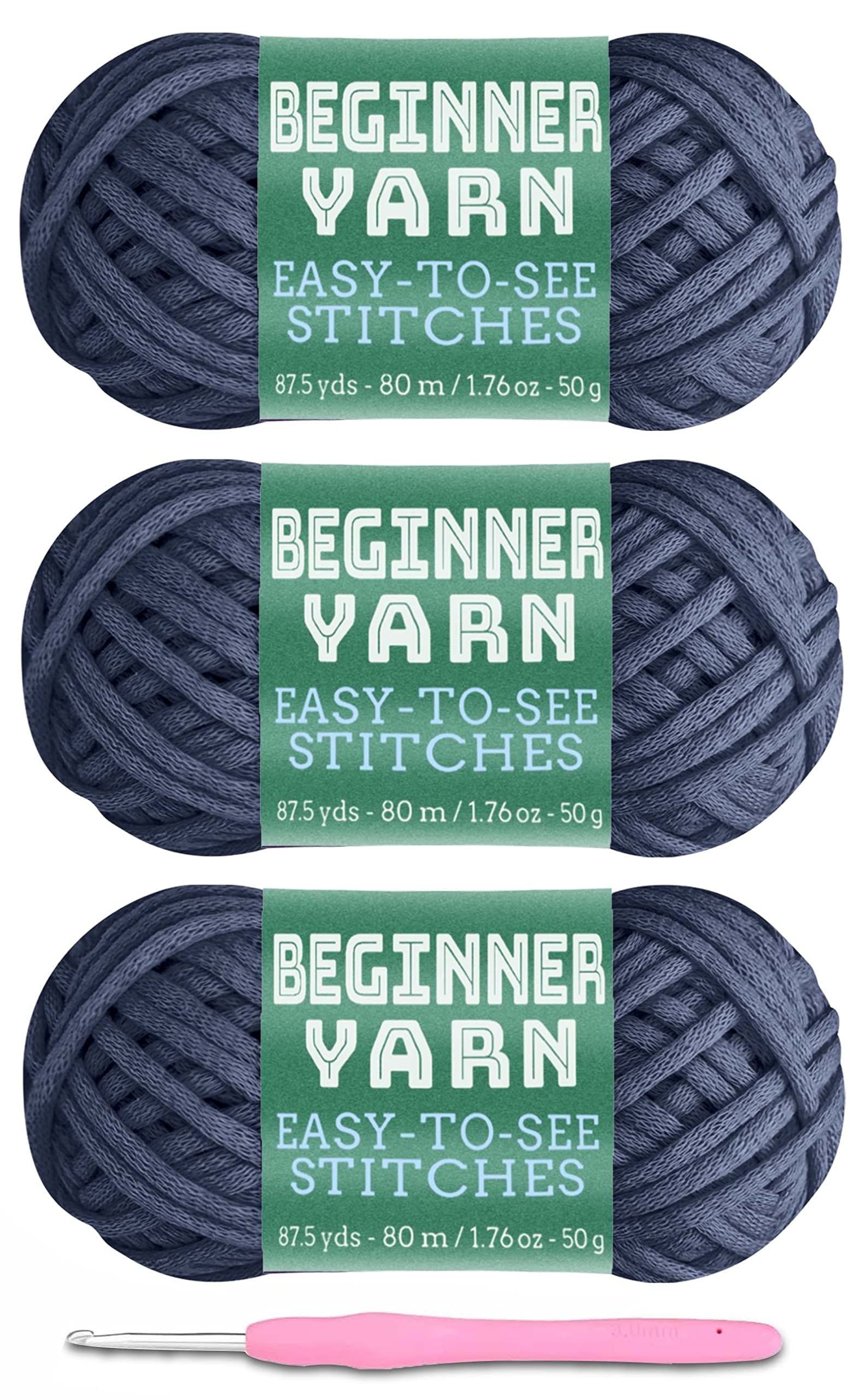 3x50g Beginners Navy Blue Yarn, 260 Yards Navy Blue Yarn for Crocheting Knitting, Easy-to-See Stitches, Worsted Medium #4, Chunky Thick Cotton Nylon Blend Yarn Yarn for Crocheting