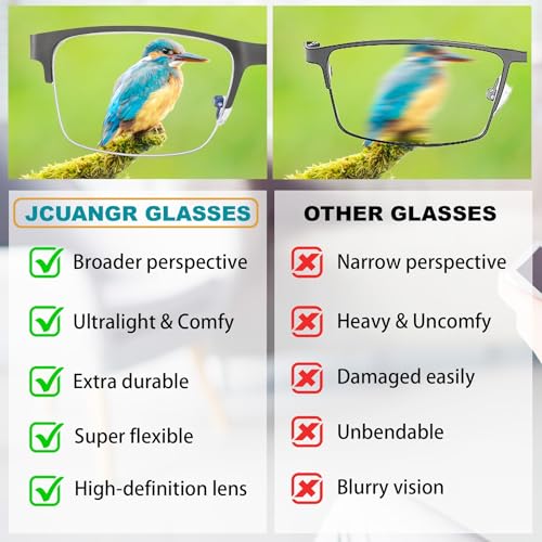 Bifocal Reading Glasses for Men, No Line Bifocals Progressive MultiFocus Readers, Wide Clear Top Transition Non Prescription Multifocal Eyeglasses,Large Anti Blue Light Multi focals Half Frame +2.5