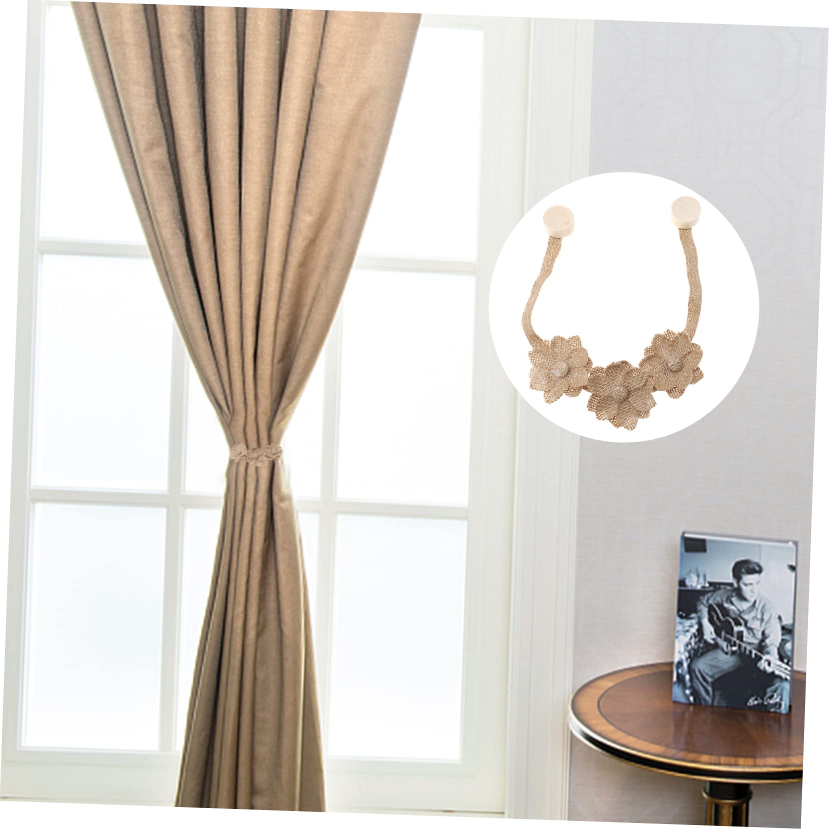 YARNOW Magnetic Window Shade Flower Magnet Buckle Magnetic Window Drapery Tie Backs for Curtains Polyester Bracket Brown Fashion Magnetic Drapery Tiebacks