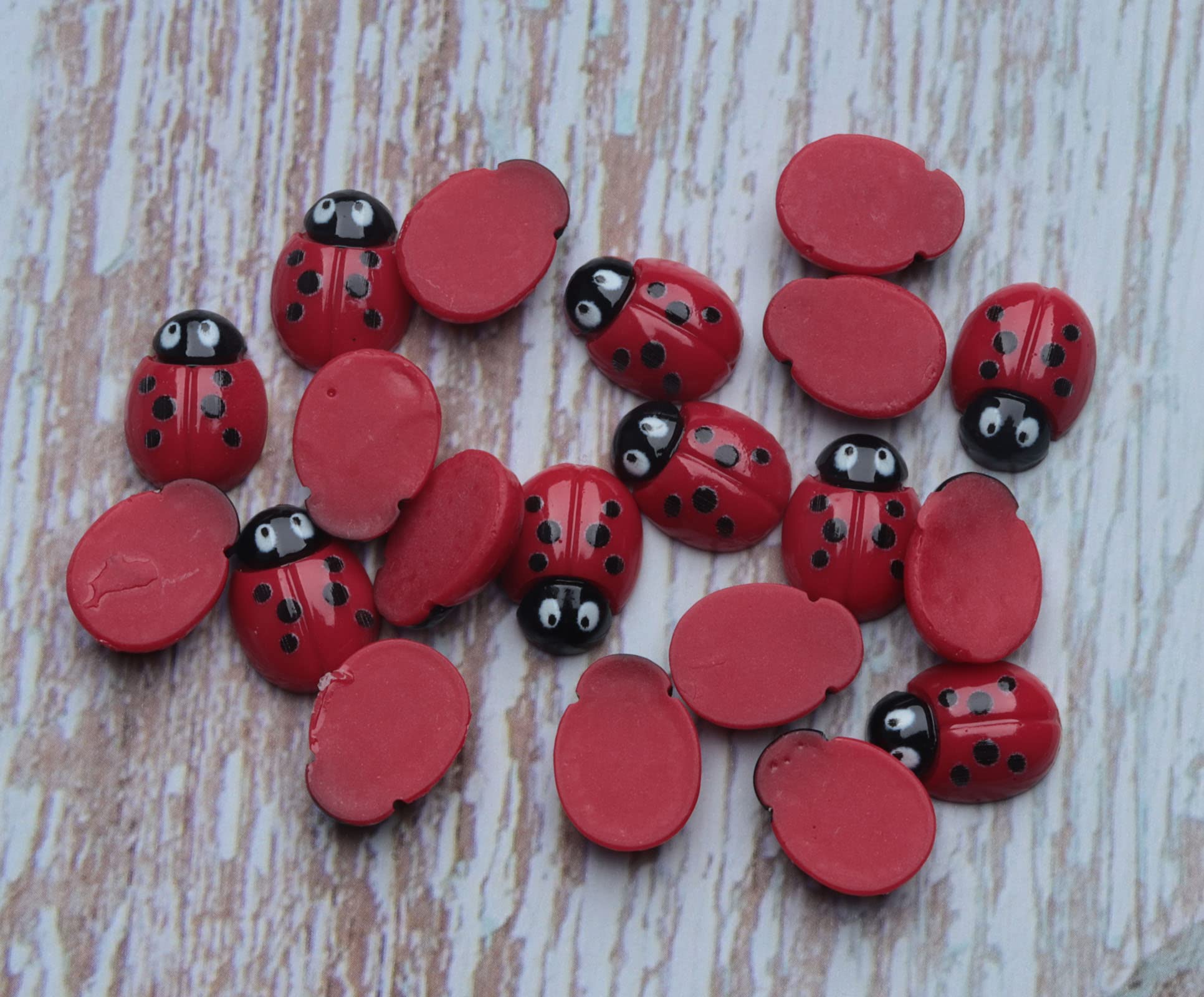 Sowaka 20 Pcs Ladybug Ornaments Tiny Resin Flatback Embellishment Fake Ladybird Decor for Hair Clip DIY Craft Art Project Home Garden Decoration Supplies Jewelry Making Scrapbooking (Small - Ladybug)