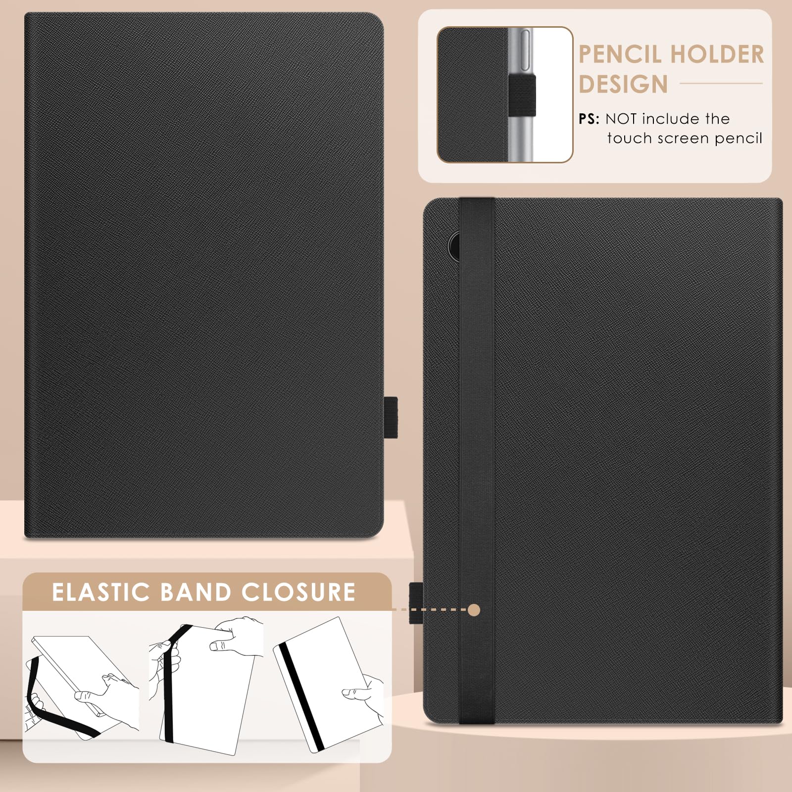 DETUOSI Leather Case for Samsung Galaxy Tab A8 10.5" 2022 (SM-X200/X205/X207) with S Pen Holder & Soft Silicone Back,Auto Sleep/Wake Elastic Closure 2-Angles Viewing Folio Protective Smart Book Cover