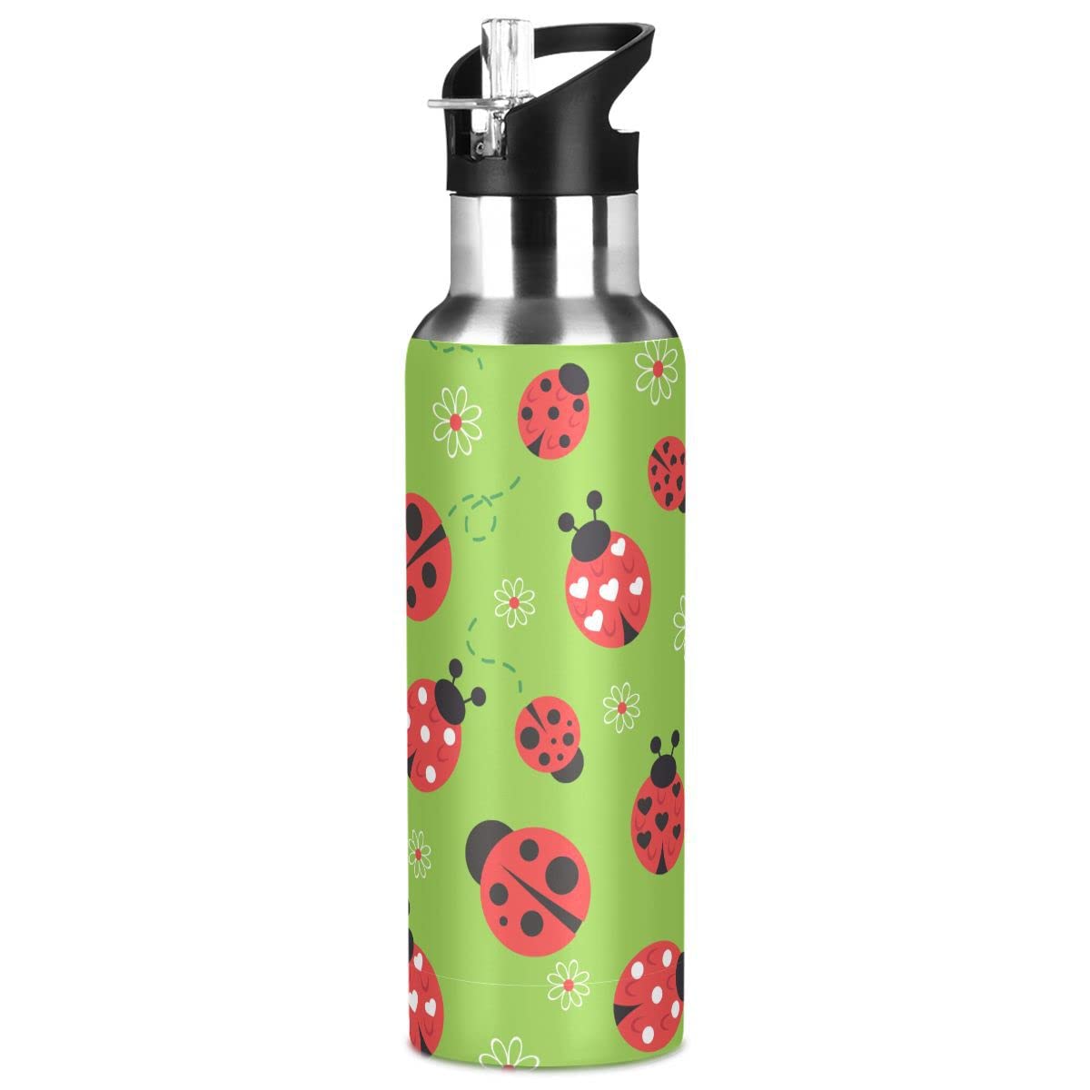 xigua Ladybug Water Bottle Double Walled Stainless Steel Leak Proof Thermo Flask for Sports Gym Cycling Outdoor,20 oz.