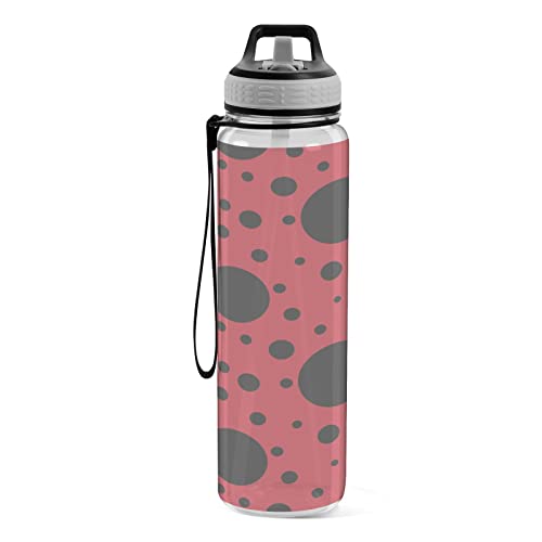 xigua Ladybug Water Bottle with Straw Lid,32 oz Leakproof Sport Water Bottle with Wide Handle for Gym,Cycling,School,Travel