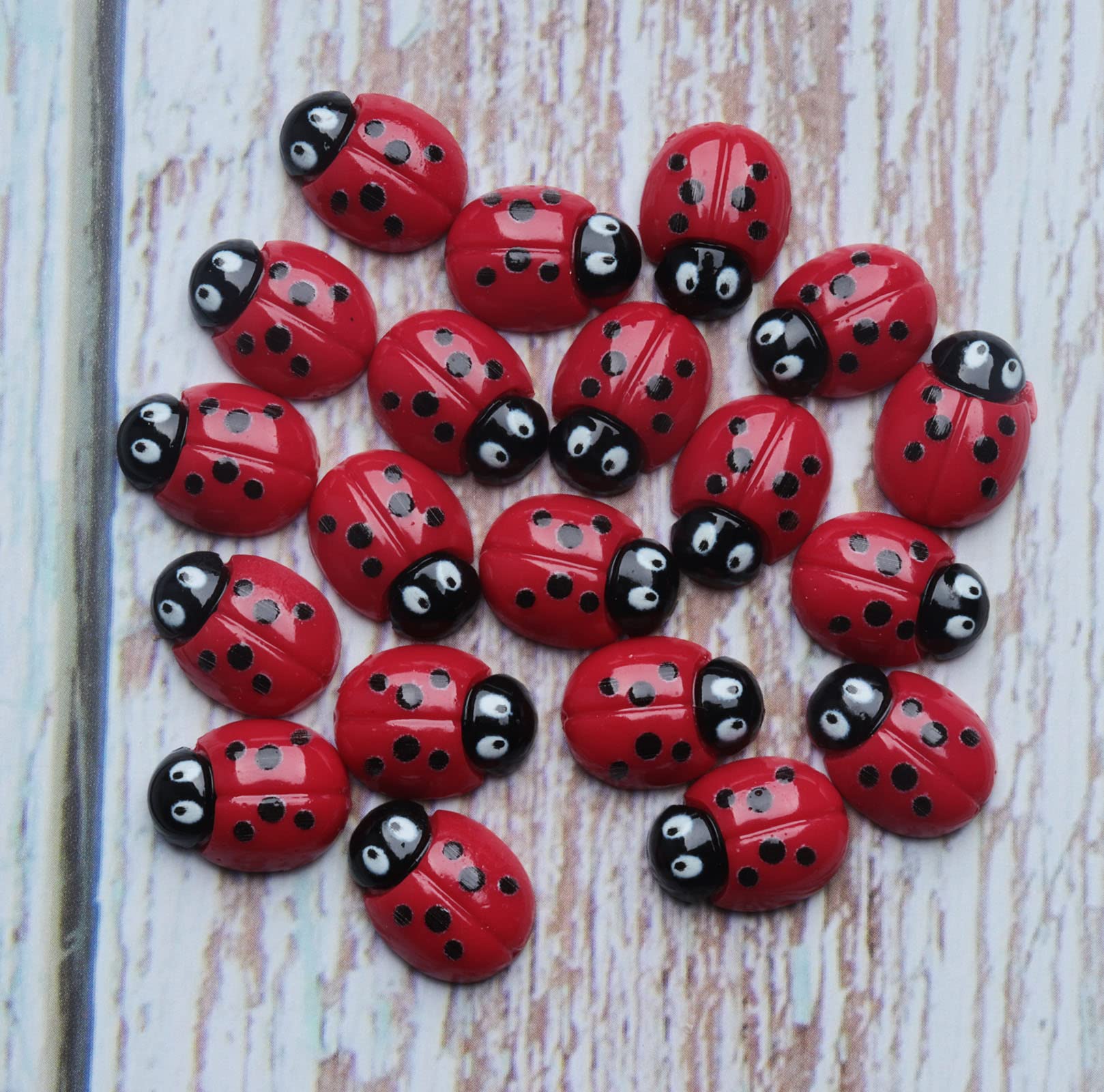 Sowaka 20 Pcs Ladybug Ornaments Tiny Resin Flatback Embellishment Fake Ladybird Decor for Hair Clip DIY Craft Art Project Home Garden Decoration Supplies Jewelry Making Scrapbooking (Small - Ladybug)