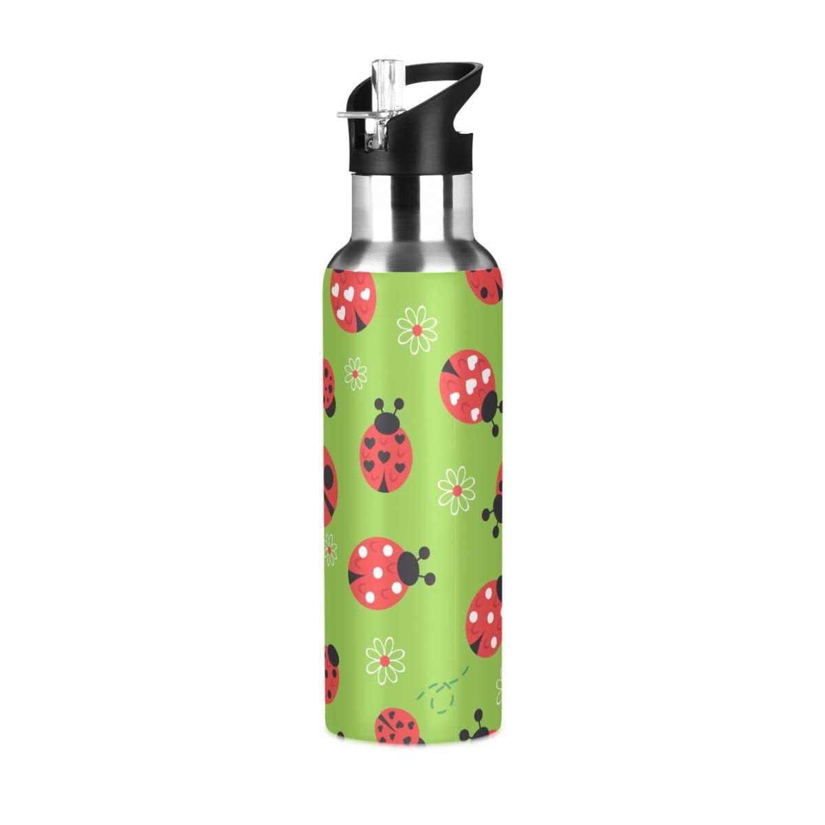 xigua Ladybug Water Bottle Double Walled Stainless Steel Leak Proof Thermo Flask for Sports Gym Cycling Outdoor,20 oz.