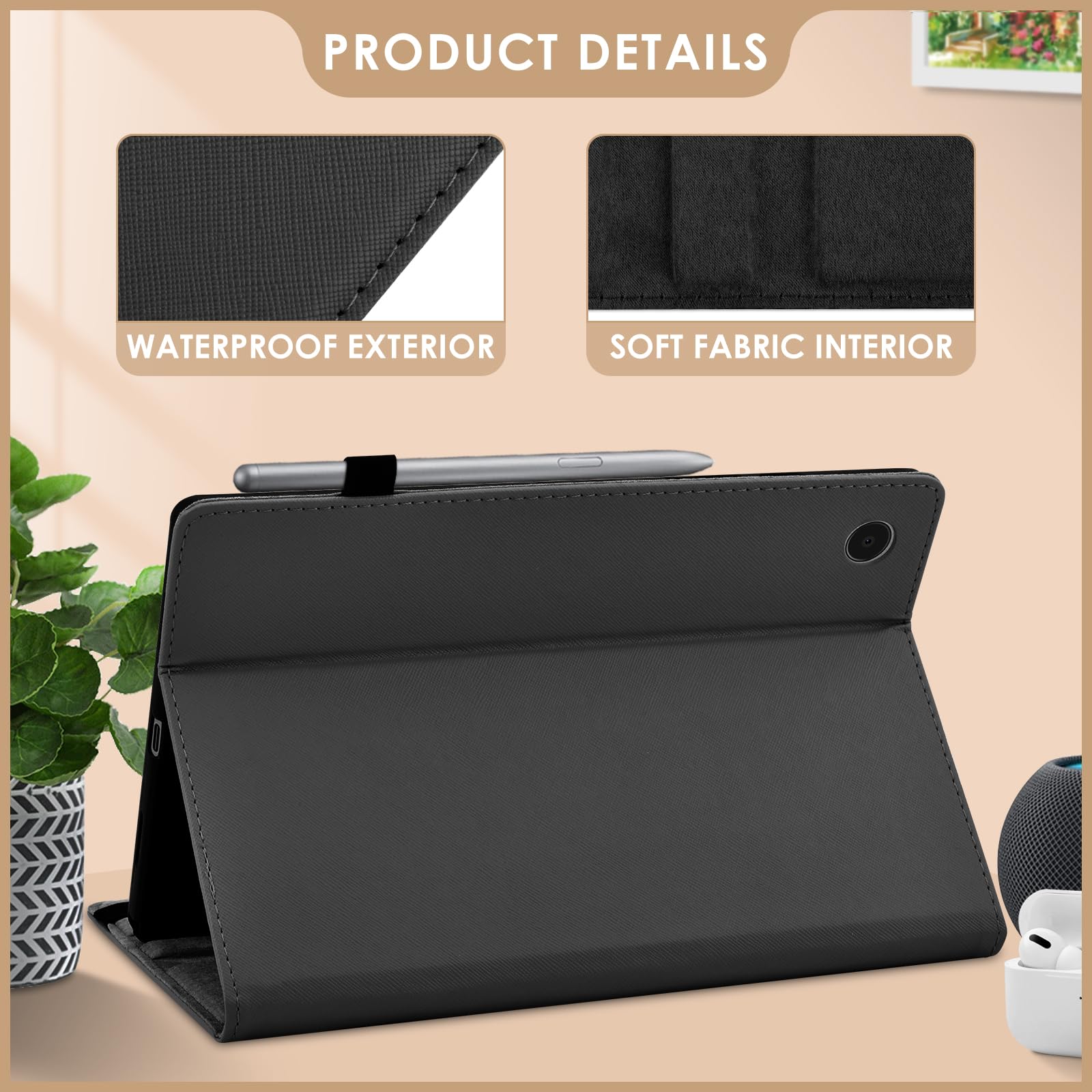 DETUOSI Leather Case for Samsung Galaxy Tab A8 10.5" 2022 (SM-X200/X205/X207) with S Pen Holder & Soft Silicone Back,Auto Sleep/Wake Elastic Closure 2-Angles Viewing Folio Protective Smart Book Cover