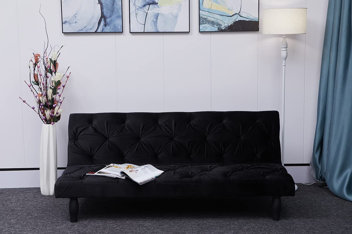 GPCRAC Convertible Folding Sofa Bed, Futon Sofabed with 3 Adjustable Positions for Living Room, Home, Office Dorms, Compact Living Spaces (Black)