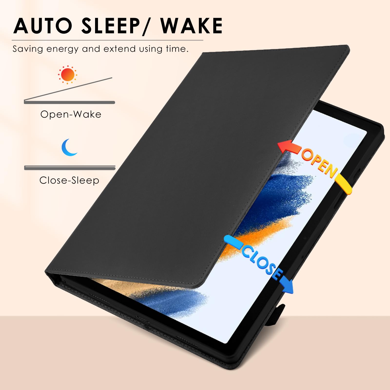 DETUOSI Leather Case for Samsung Galaxy Tab A8 10.5" 2022 (SM-X200/X205/X207) with S Pen Holder & Soft Silicone Back,Auto Sleep/Wake Elastic Closure 2-Angles Viewing Folio Protective Smart Book Cover
