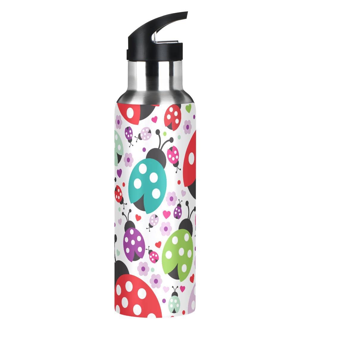 xigua Ladybug Water Bottle Double Walled Stainless Steel Leak Proof Thermo Flask for Sports Gym Cycling Outdoor,20 oz.
