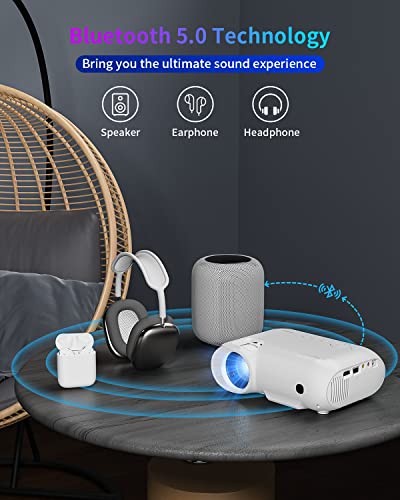 Projector - 4K Support Portable Projector Bluetooth 5G WiFi Native 1080P, 400 ANSI Lumen, YOTON Y7 Phone Projector with Carrying Case, Compatible with HDMI/VGA/USB Home Theater Movie Projector