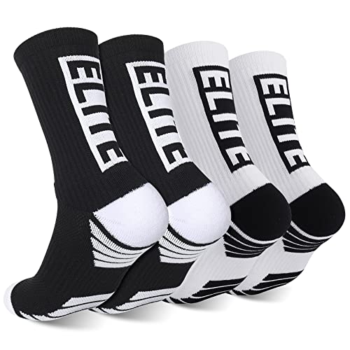 Dingcooler Men Basketball Socks 4/8 Pairs, Elite Soft Breathable Cushion Athletic Crew Socks for Men Boys