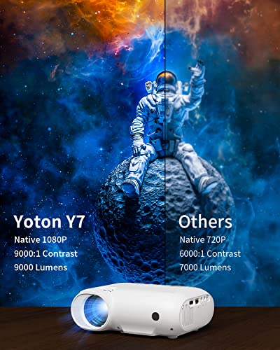 Projector - 4K Support Portable Projector Bluetooth 5G WiFi Native 1080P, 400 ANSI Lumen, YOTON Y7 Phone Projector with Carrying Case, Compatible with HDMI/VGA/USB Home Theater Movie Projector