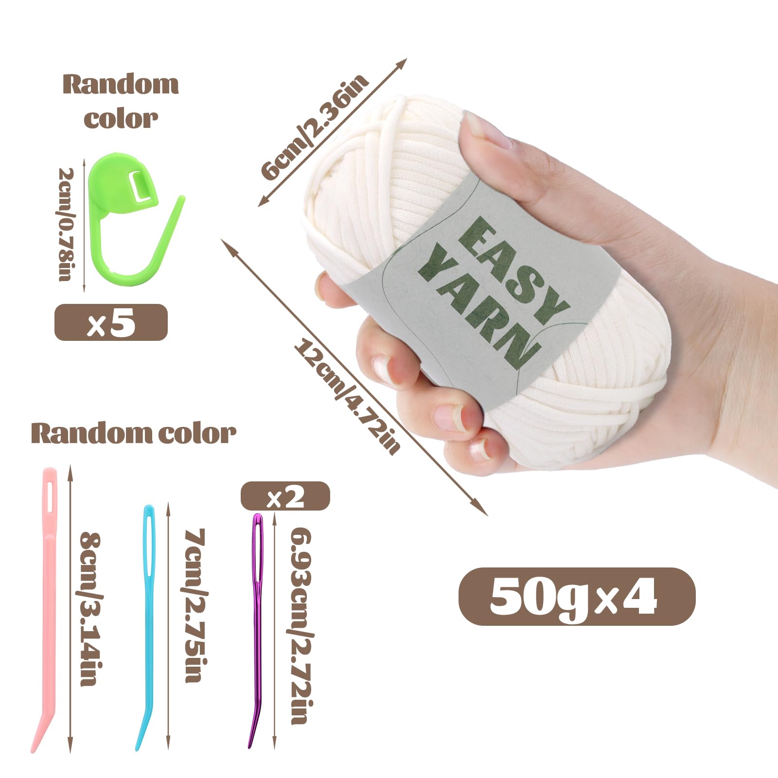 4x50g(7.1Oz) Yarn for Crocheting and Knitting, 4x87yds Beginner Easy Crochet White Cotton Yarn for Beginners with Easy-to-See Stitches, Worsted-Weight Medium #4 - Cotton-Nylon Blend