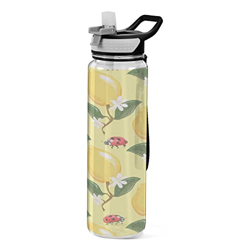 xigua Ladybug Water Bottle with Straw Lid,32 oz Leakproof Sport Water Bottle with Wide Handle for Gym,Cycling,School,Travel