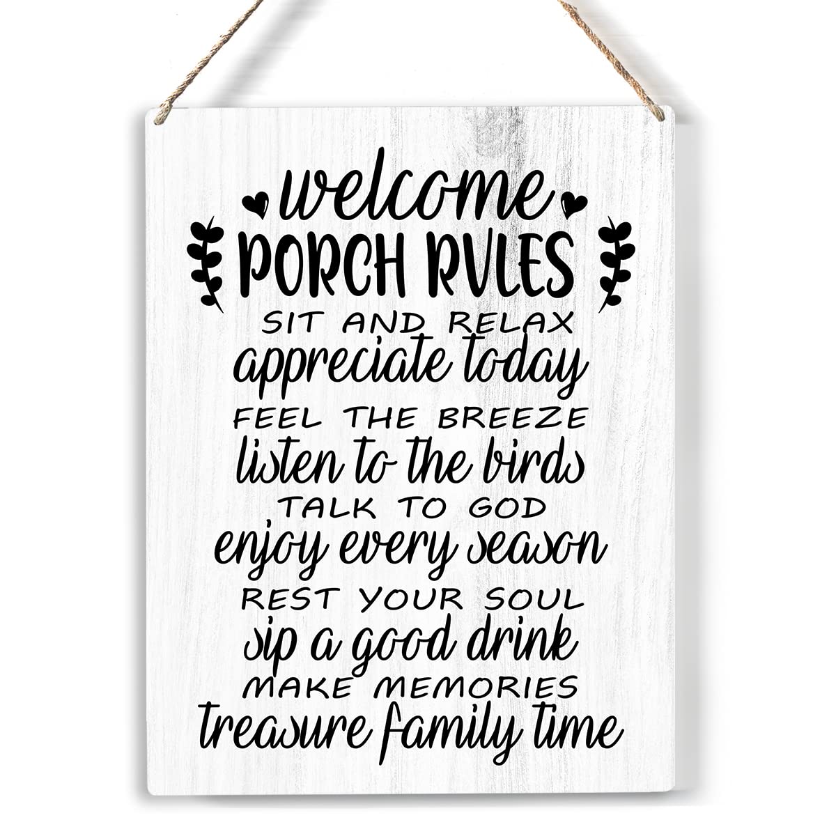 Welcome Porch Rules Sit and Relax Wood Sign Porch Wooden Signs Rustic Hanging Plaque Home Wall Art 8" x 10" Sign Wall Decor for Home