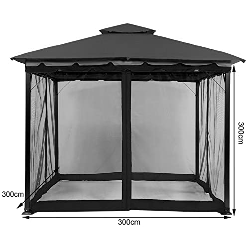 Menolana Outside Canopy Outdoors Gazebo Netting Large Rectangular 12" Easily Set up Patio Hardtop Gazebo Patio Backyard Sun Shades Shelter Screen Tents, Black 10x10FT