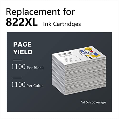 822XL LemeroSuperx Remanufactured Ink Cartridges Replacement for Epson 822XL 822 XL Combo Pack, for WF-3820 WF-4820 WF-4830 WF-4834 WF-4833 Printer Ink (Black Cyan Magenta Yellow, 4 Pack)