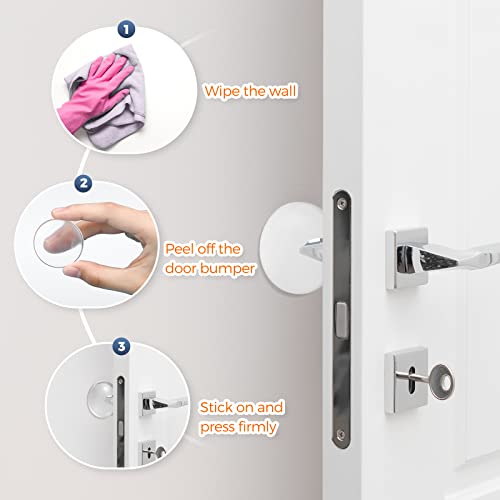 Ravinte Door Stopper Wall Protector 1.57" (12 PCS) Door Bumpers for Walls Self Adhesive Door Handle Bumpers for Kitchen Cabinets (White)