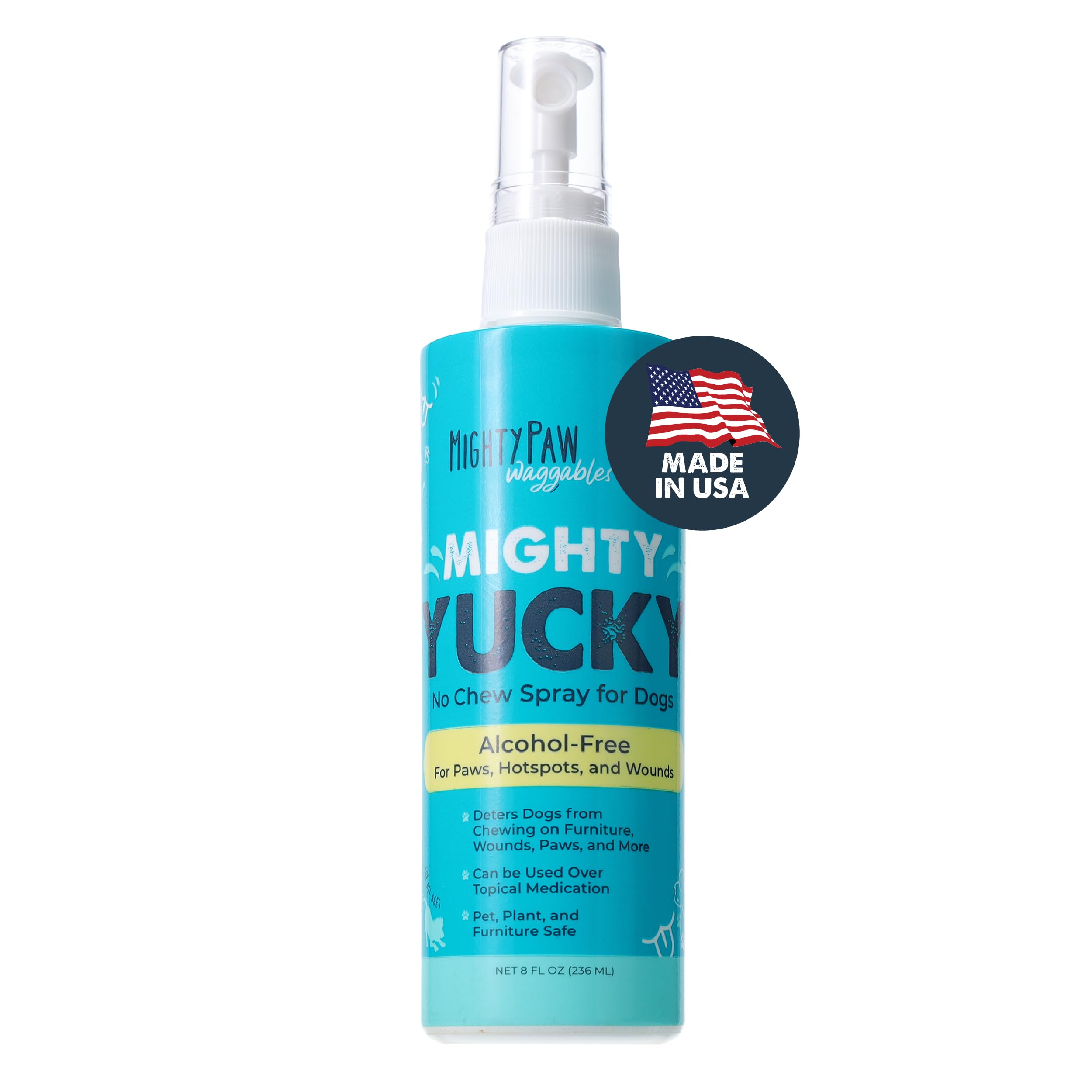 Mighty Paw Waggables Yucky No Chew Spray for Dog (Made in The USA) | Bitter Apple Sprayer for Pets to Stop Chewing. Dog Repellent Spray for Furniture. Anti Chew Sprayer Pets. (8 oz)