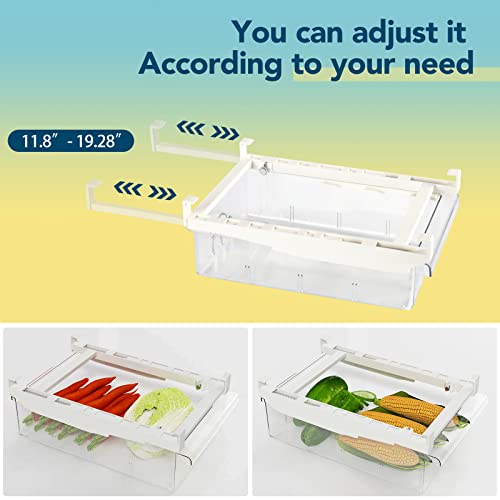 BETSO Refrigerator Organizer Bins,Refrigerator Drawer Organizer,Pull Out Fridge Drawer,Clear Container for Food,Vegetable,Fruit Fit for 𝟏𝟏.𝟖𝟏𝐭𝐨 𝟏𝟔.𝟗𝟑 𝐢𝐧𝐜𝐡𝐞𝐬 Fridge Shelf